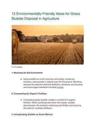 12 Environmentally-Friendly Ideas for Grass Stubble Disposal in ...