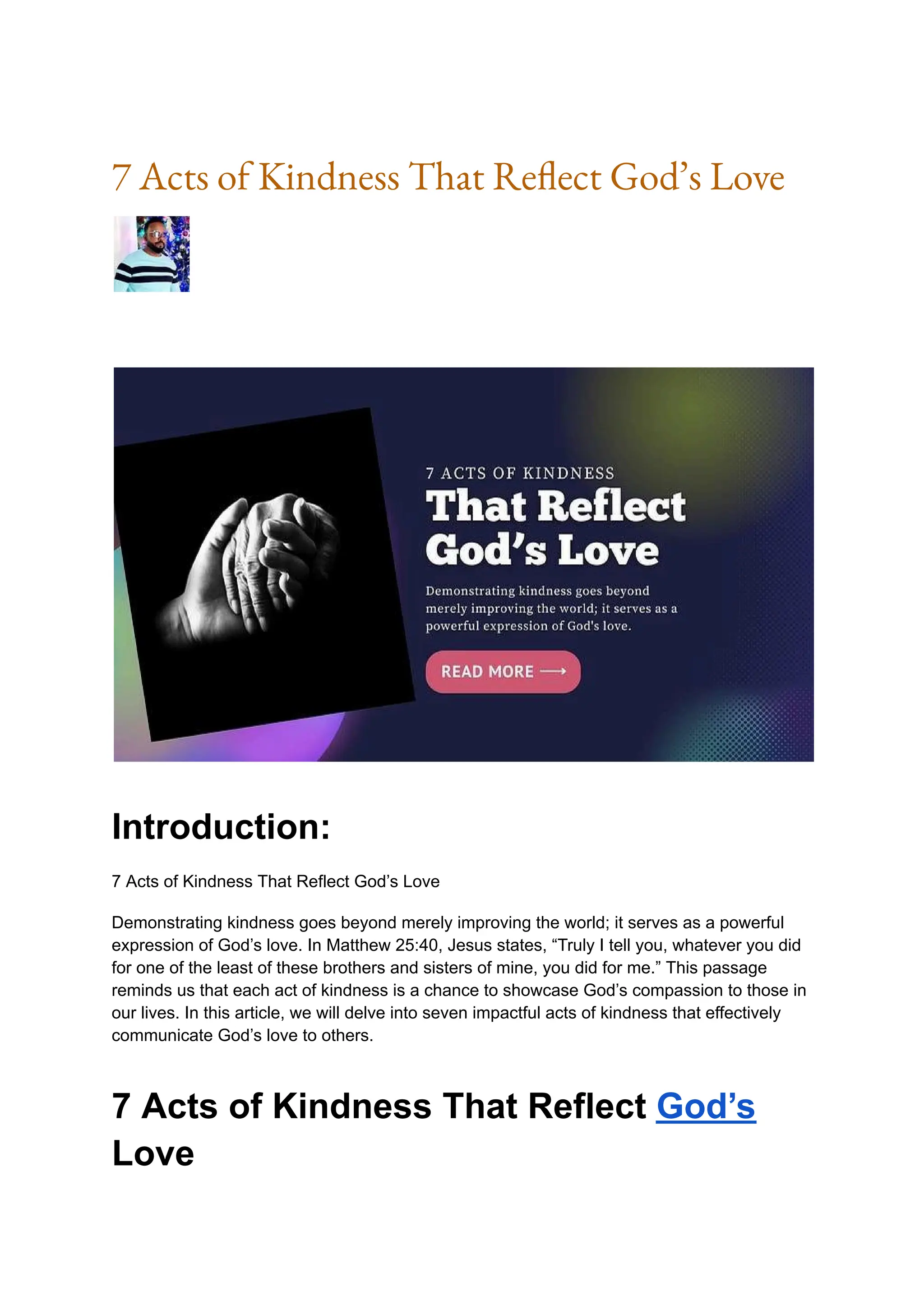 7 Acts of Kindness That Reflect God’s Love | PDF