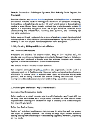 Zero to Production: Building AI Systems That Actually Scale Beyond the Notebook | PDF | Cloud ...