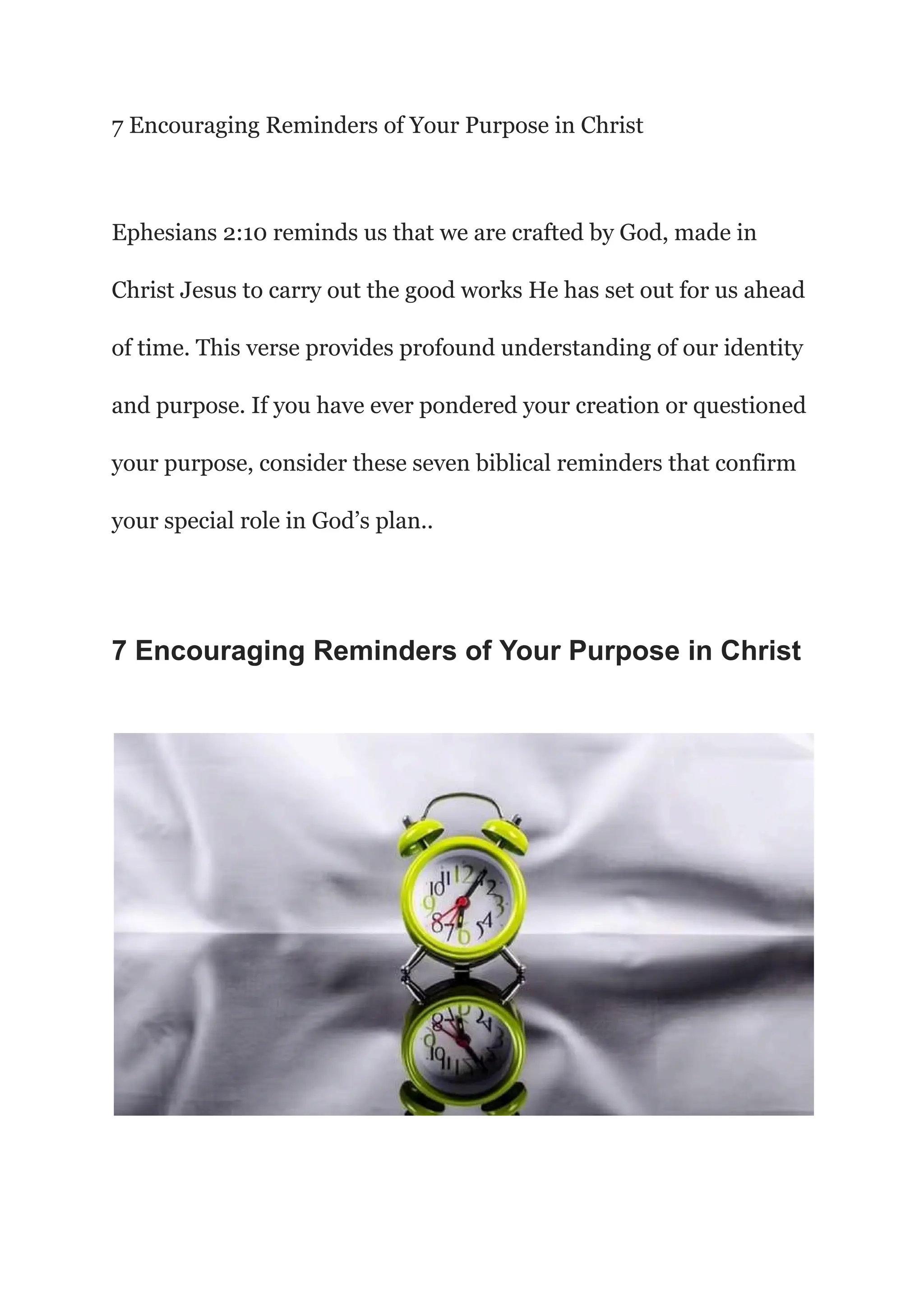 7 Encouraging Reminders of Your Purpose in Christ | PDF