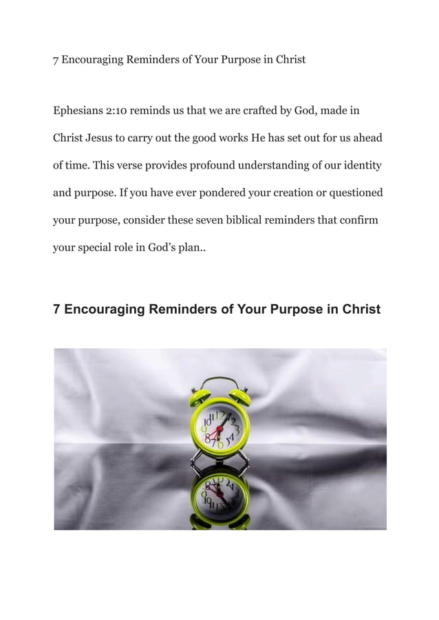 7 Encouraging Reminders of Your Purpose in Christ | PDF