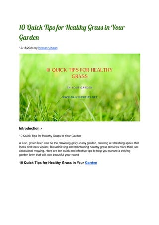 10 Quick Tips for Healthy Grass in Your Garden | PDF