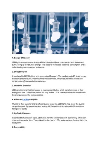 12 Green Benefits of LED Lighting You Need to Know | PDF