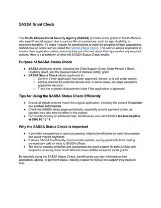 The South African Social Security Agency (SASSA) | DOCX