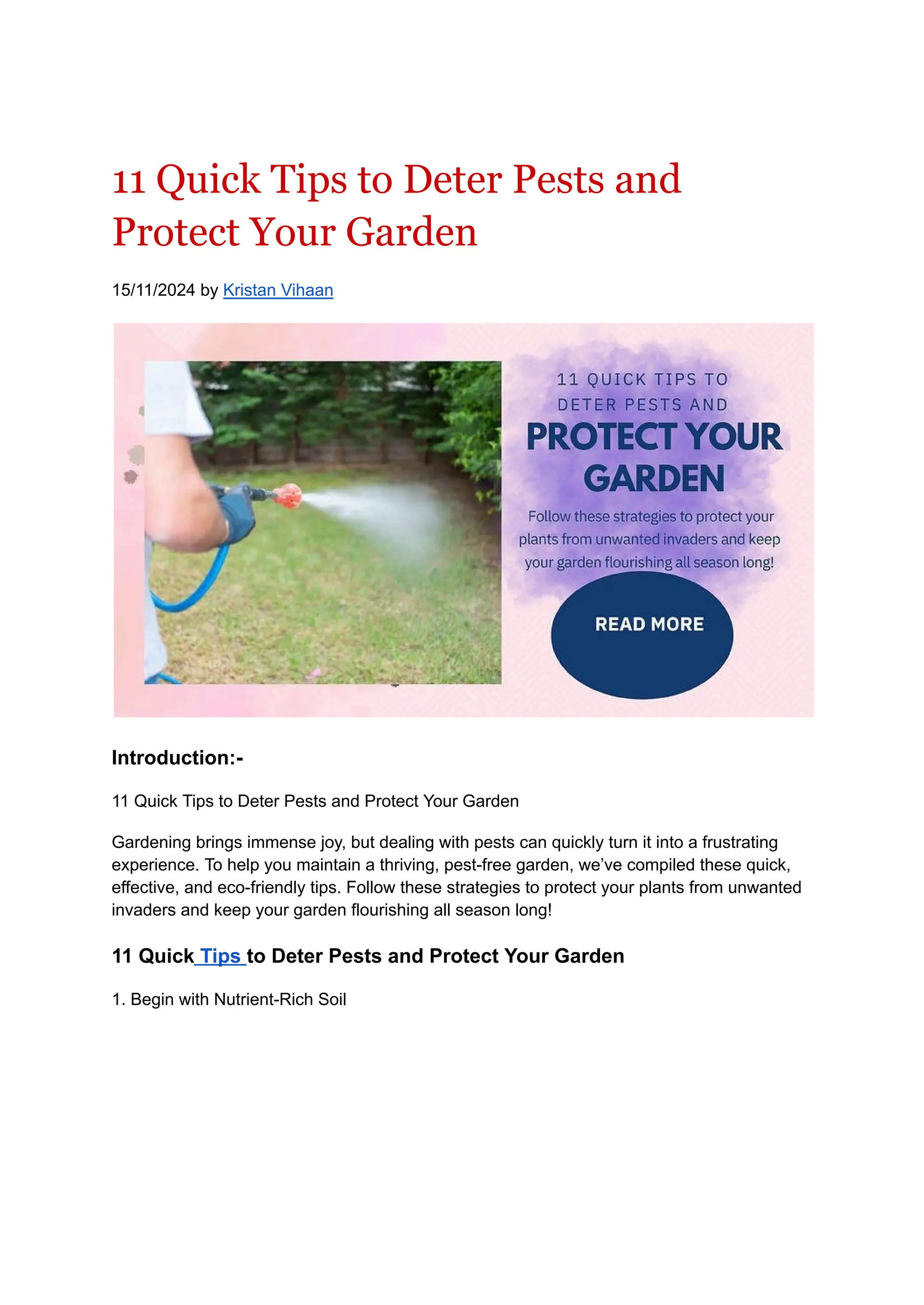 11 Quick Tips to Deter Pests and Protect Your Garden | PDF