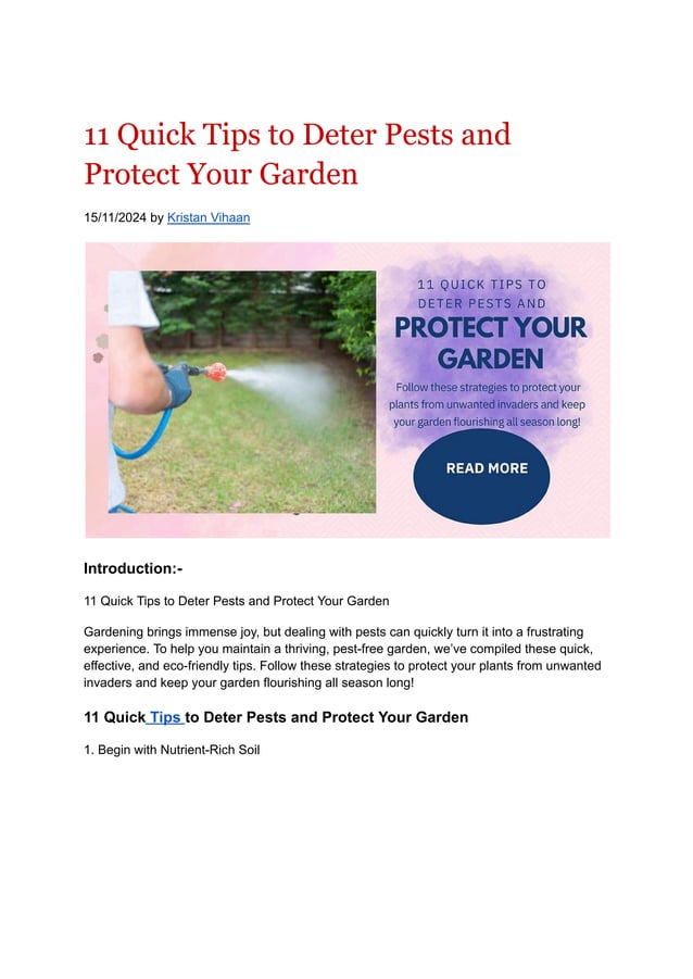 11 Quick Tips to Deter Pests and Protect Your Garden | PDF