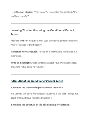The Conditional Perfect Tense Explained with Examples | PDF