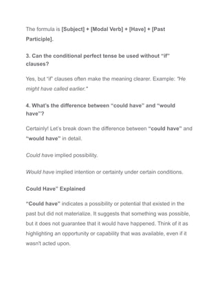 The Conditional Perfect Tense Explained with Examples | PDF