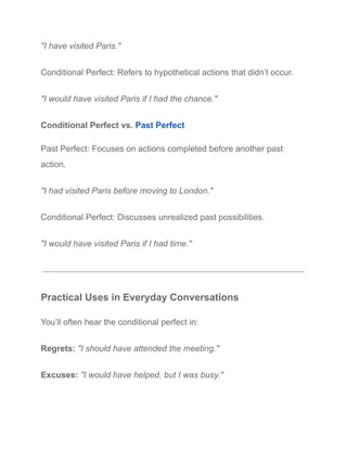 The Conditional Perfect Tense Explained with Examples | PDF