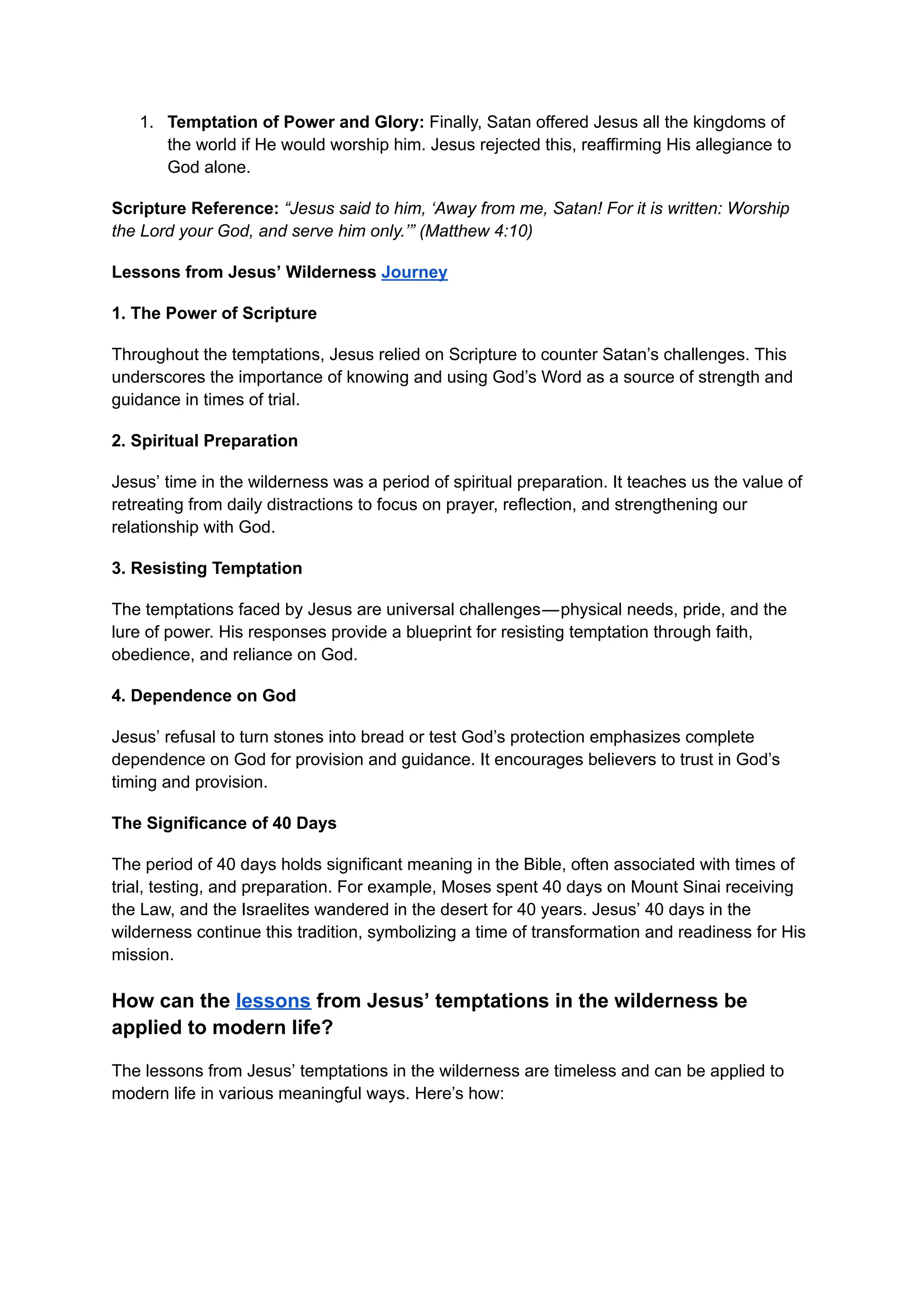 40 Days of Faith: The Journey of Jesus in the Wilderness | PDF