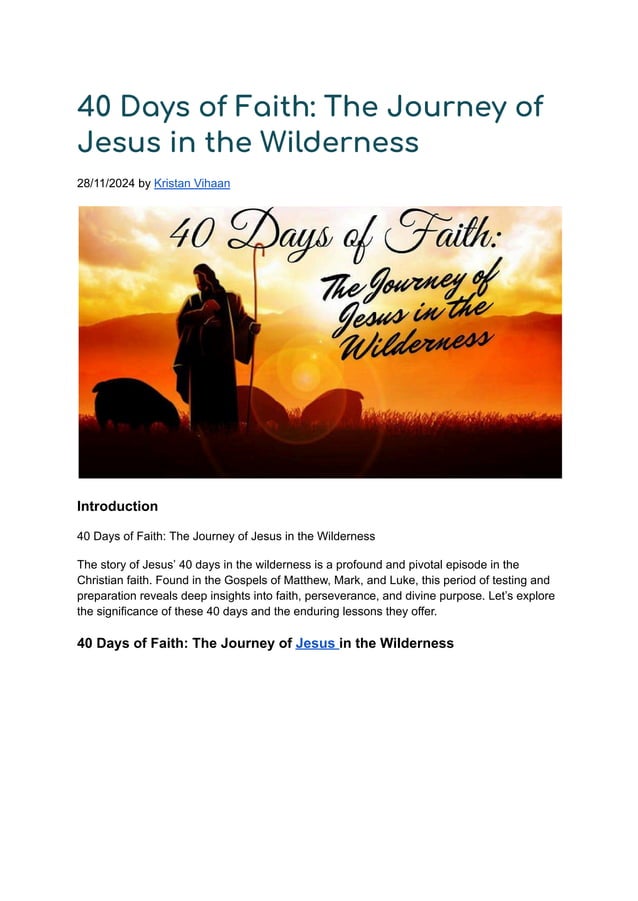 40 Days of Faith: The Journey of Jesus in the Wilderness | PDF
