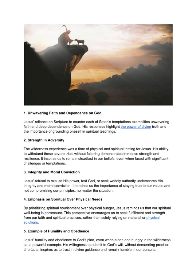 40 Days of Faith: The Journey of Jesus in the Wilderness | PDF