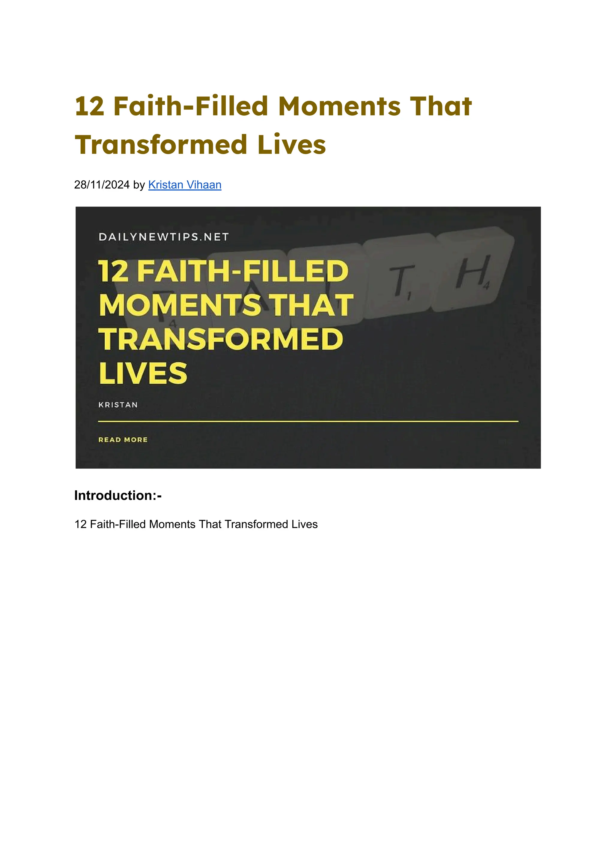 12 Faith-Filled Moments That Transformed Lives | PDF