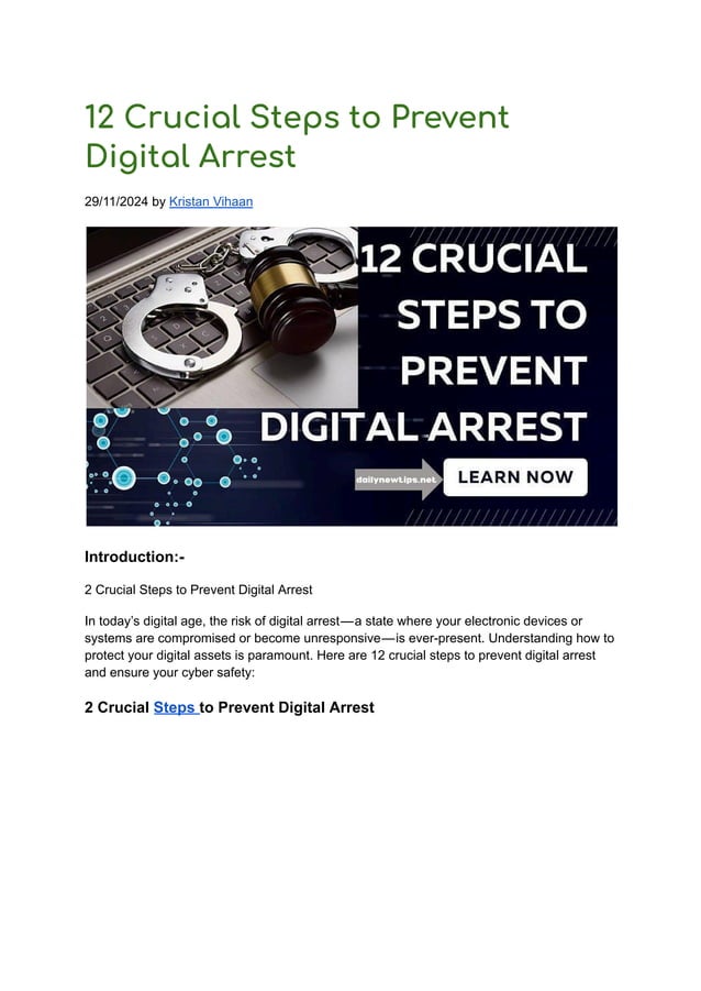 12 Crucial Steps to Prevent Digital Arrest | PDF