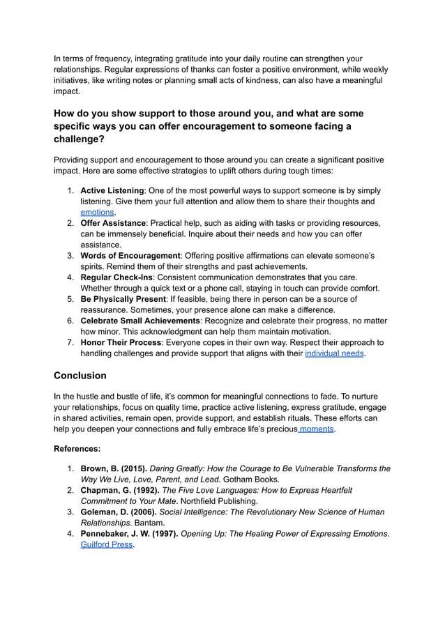 7 Ways to Strengthen Your Connections Amid Life’s Ephemeral Moments | PDF