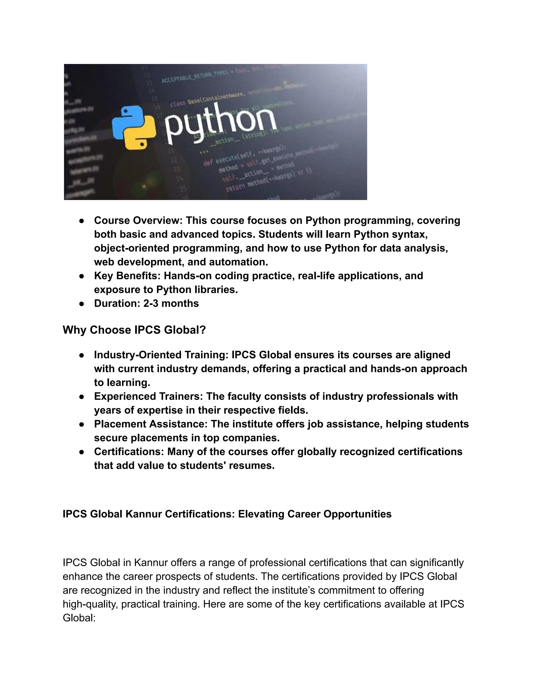 ipcs global kannur ,digital marketing ,automation,python | PDF