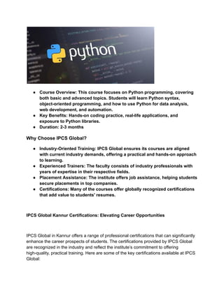 ipcs global kannur ,digital marketing ,automation,python | PDF