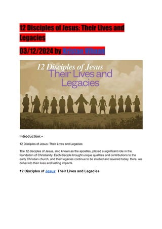 12 Disciples of Jesus: Their Lives and Legacies | PDF