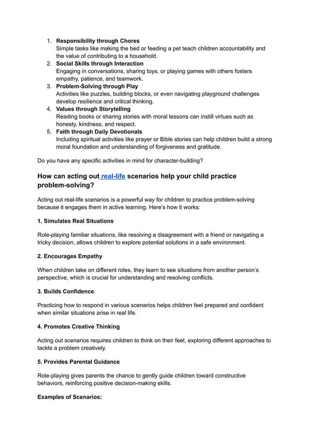 10 Fun Ways to Teach Character Development to Children | PDF