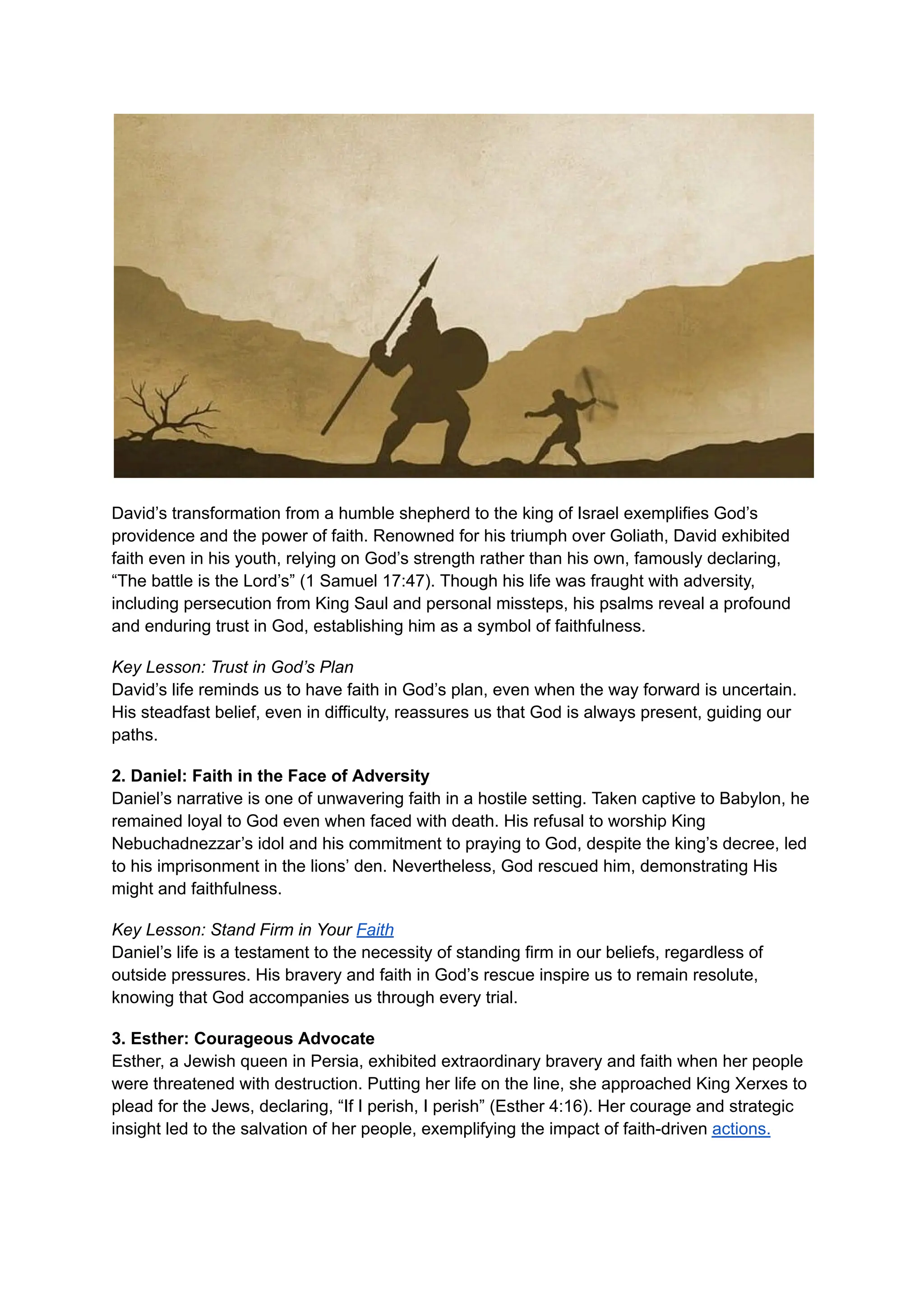 3 Heroes of Faith: David, Daniel, and Esther | PDF