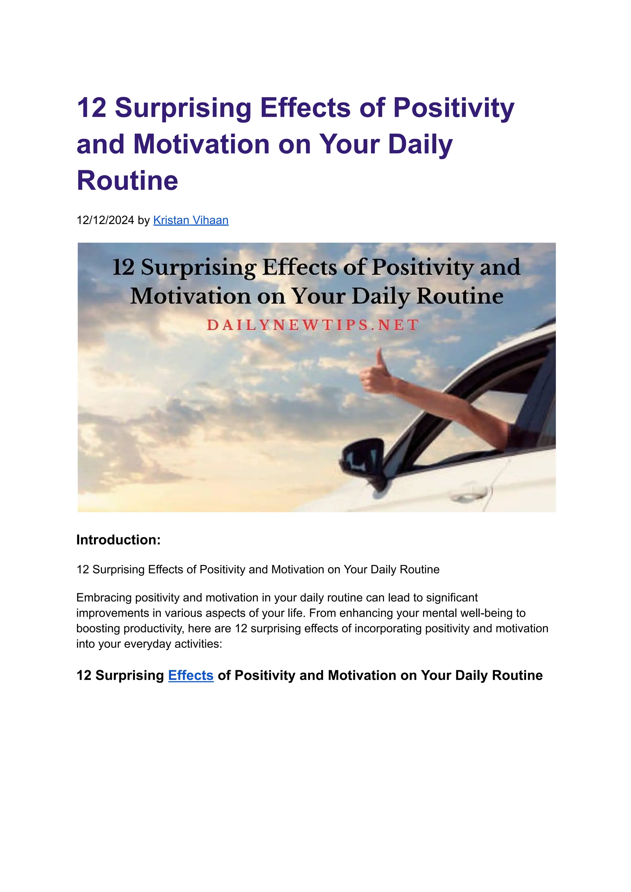 12 Surprising Effects of Positivity and Motivation on Your Daily ...