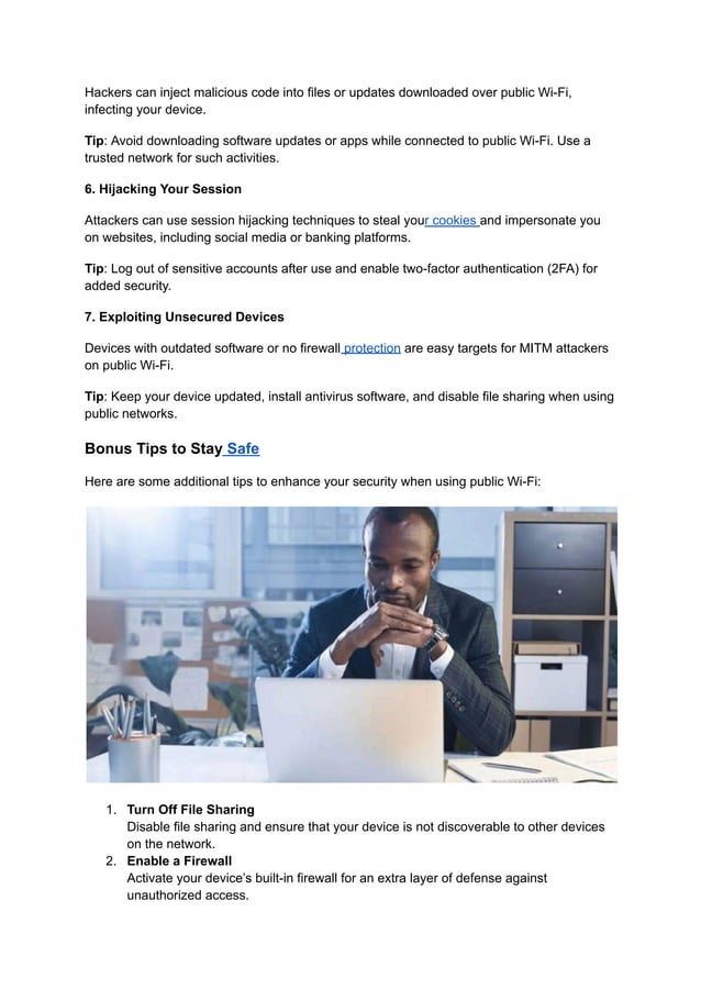 7 Ways Man-in-the-Middle Attacks Exploit Public Wi-Fi Users | PDF
