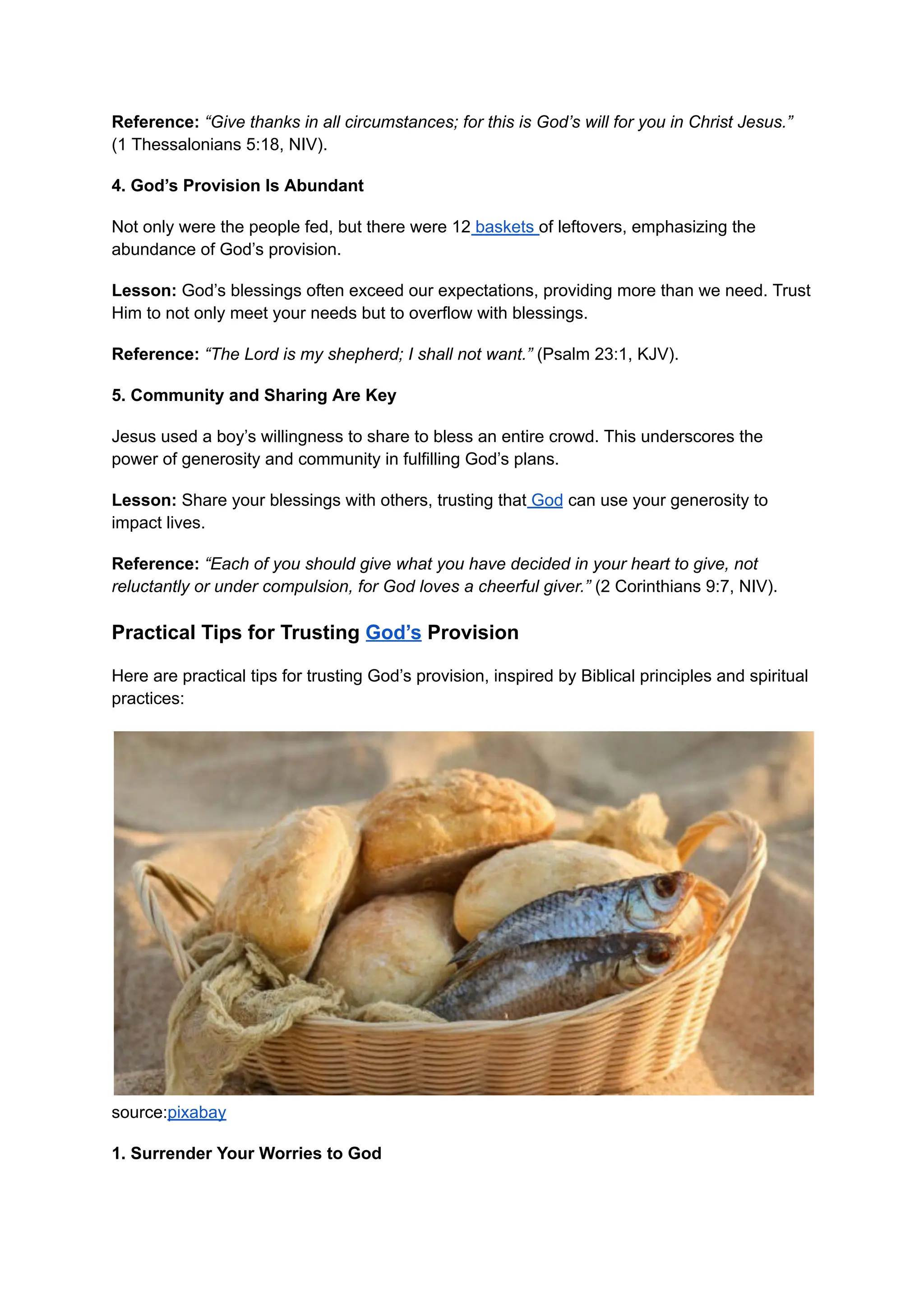 5 Loaves and 2 Fish: Lessons in Trusting God's Provision | PDF