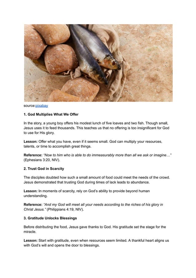 5 Loaves and 2 Fish: Lessons in Trusting God's Provision | PDF