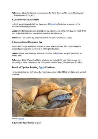 5 Loaves and 2 Fish: Lessons in Trusting God's Provision | PDF