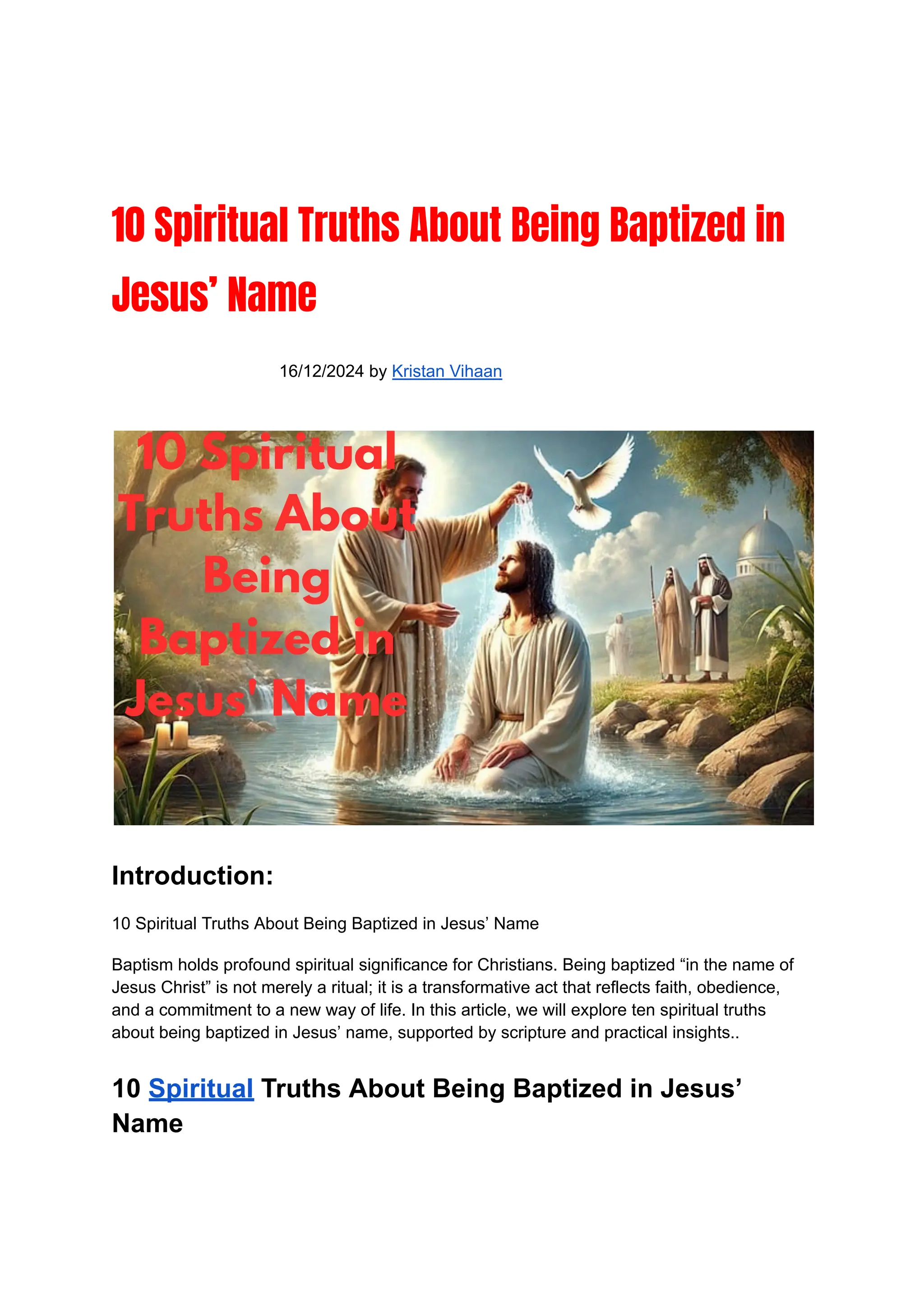10 Spiritual Truths About Being Baptized in Jesus’ Name | PDF