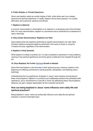 10 Spiritual Truths About Being Baptized in Jesus’ Name | PDF