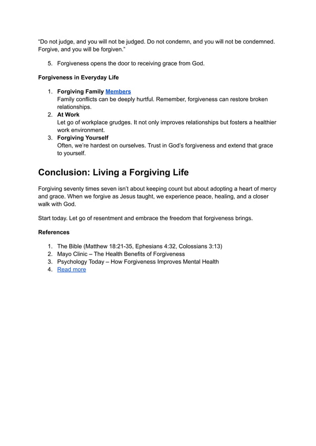 70 Times 7: Forgiveness According to Jesus | PDF