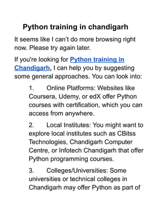 python training in chandigarh | PDF