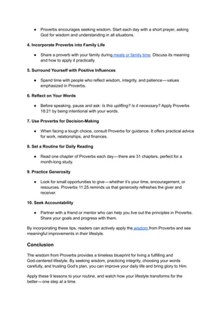9 powerful Lessons from Proverbs to Improve Your Everyday Lifestyle | PDF