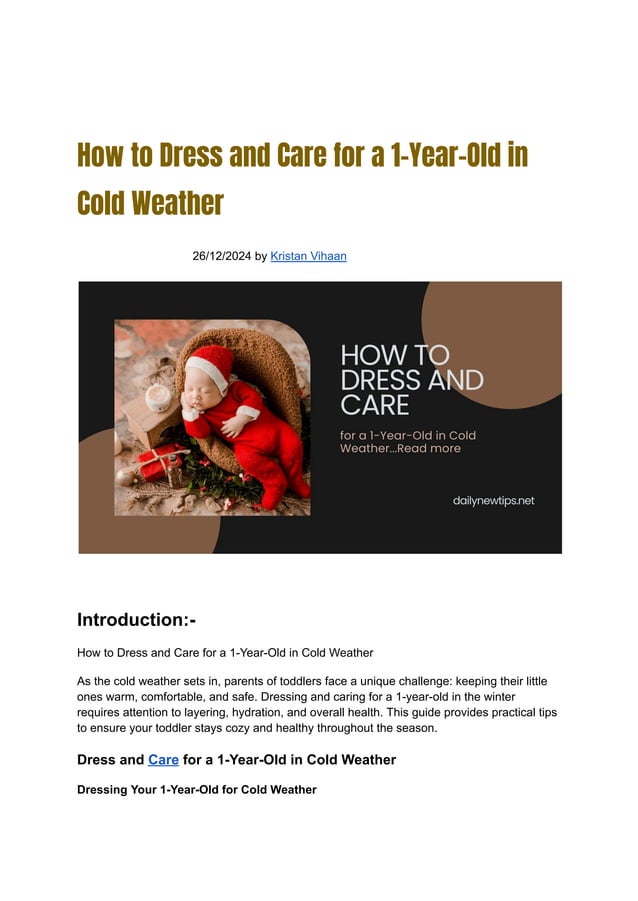 How to Dress and Care for a 1-Year-Old in Cold Weather | PDF