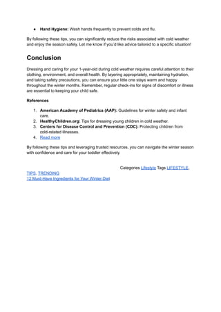 How to Dress and Care for a 1-Year-Old in Cold Weather | PDF