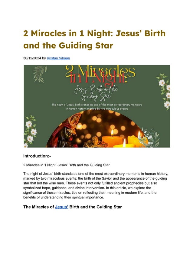 2 Miracles in 1 Night: Jesus’ Birth and the Guiding Star | PDF