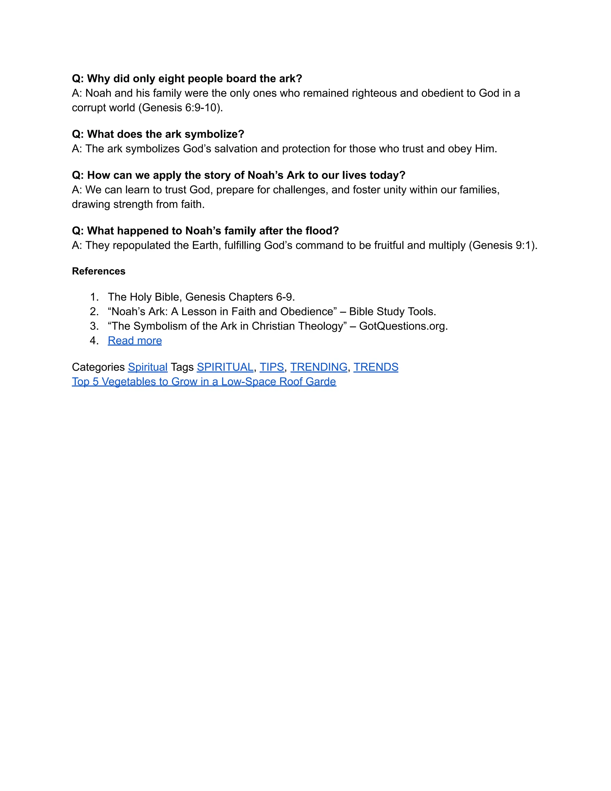 8 People on the Ark: 5 Key Lessons from Noah’s Family | PDF