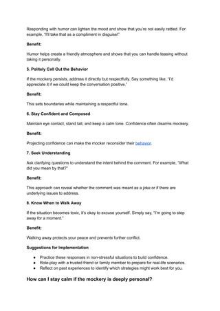 8 Ways to Stay Respectful When Someone Mocks You | PDF