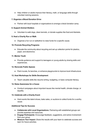 15 Inspiring Community Service Activity Ideas for Any Group | PDF