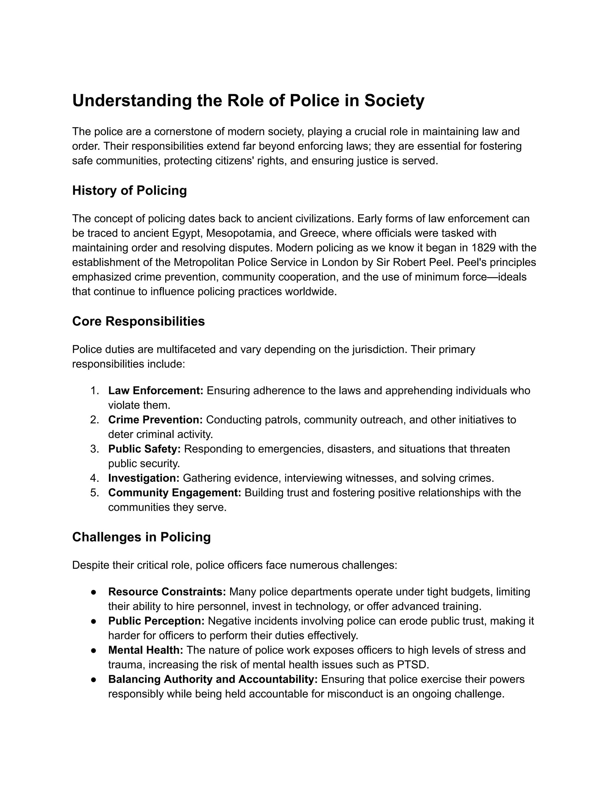 Understanding the Role of Police in Soct | PDF