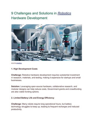 9 Challenges and Solutions in Robotics Hardware Development | PDF