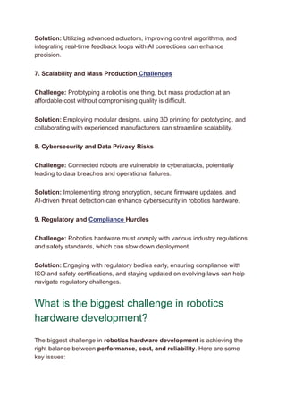 9 Challenges and Solutions in Robotics Hardware Development | PDF