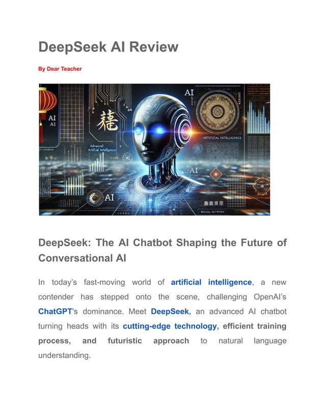 DeepSeek AI Review: The AI Chatbot Shaping the Future of Conversational AI | PDF