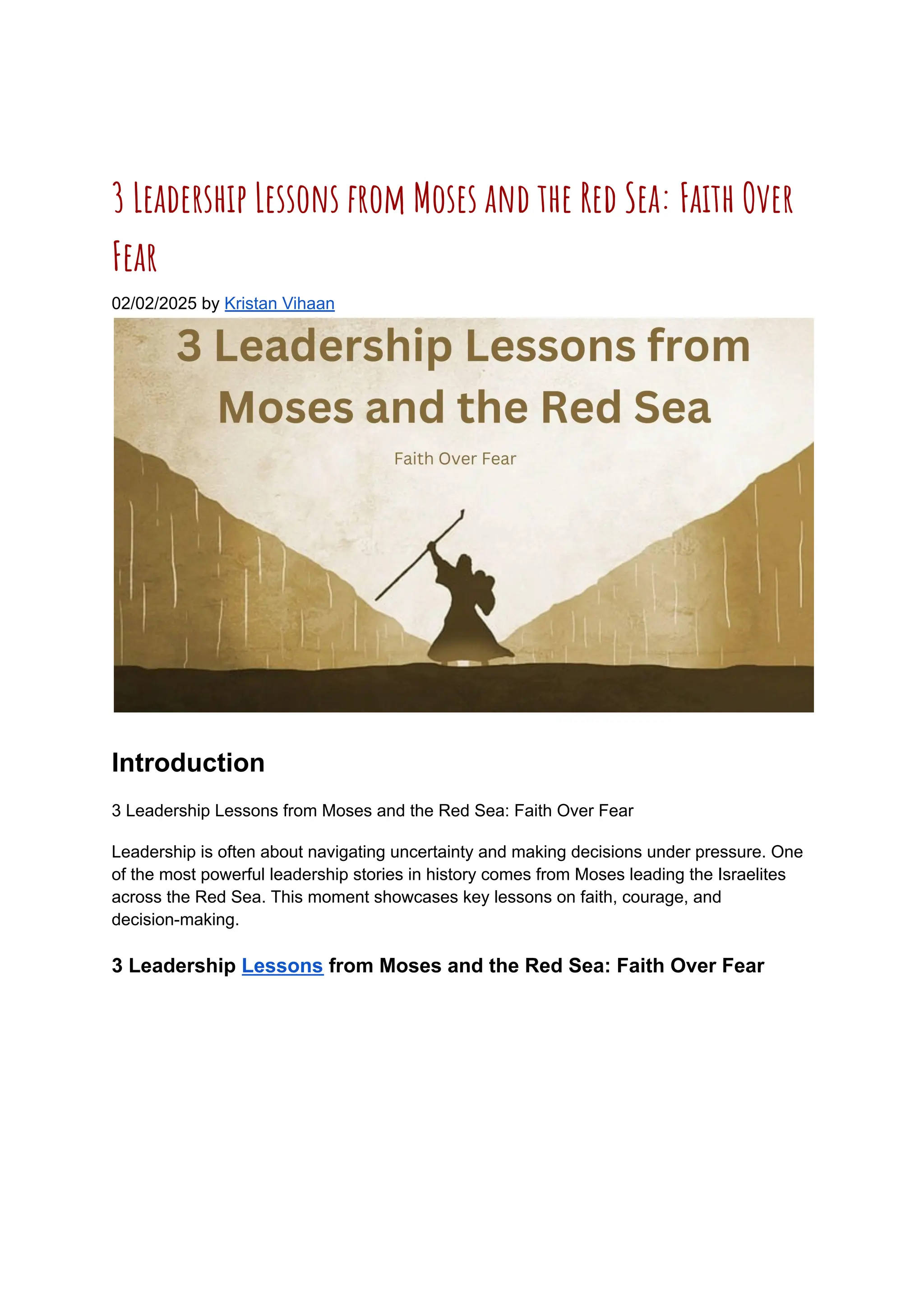 3 Leadership Lessons from Moses and the Red Sea: Faith Over Fear | PDF