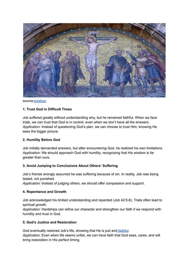 10 Lessons from Job: How to Stay Faithful in Suffering | PDF