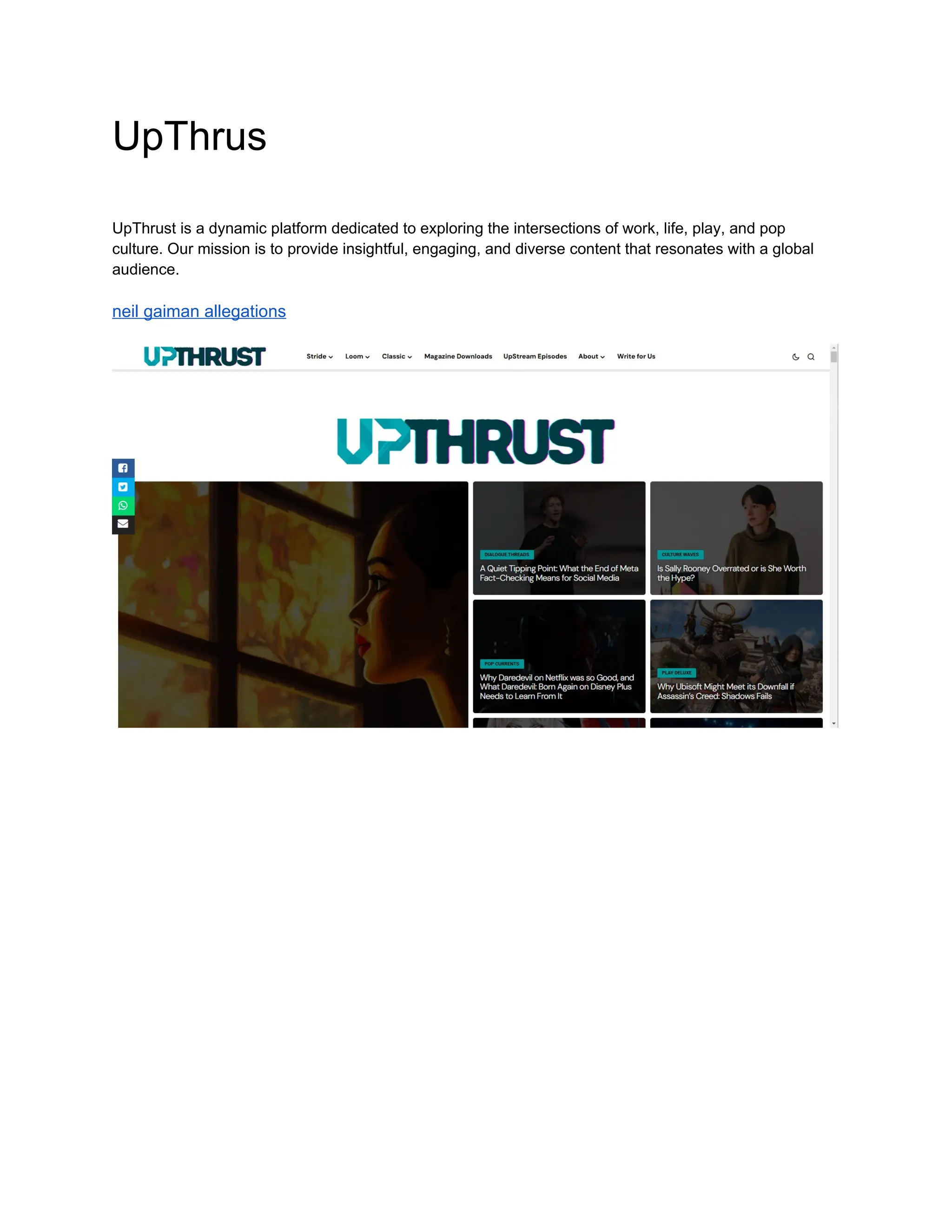 UpThrust is a dynamic platform dedicated to exploring the intersections ...