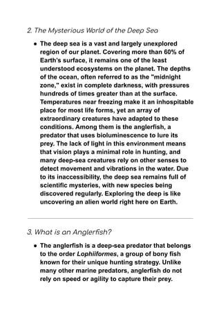 Anglerfish: The deep-sea predator with a light in the dark | PDF