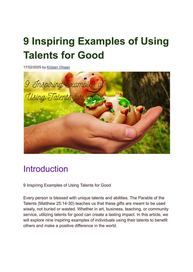 9 Inspiring Examples of Using Talents for Good | PDF
