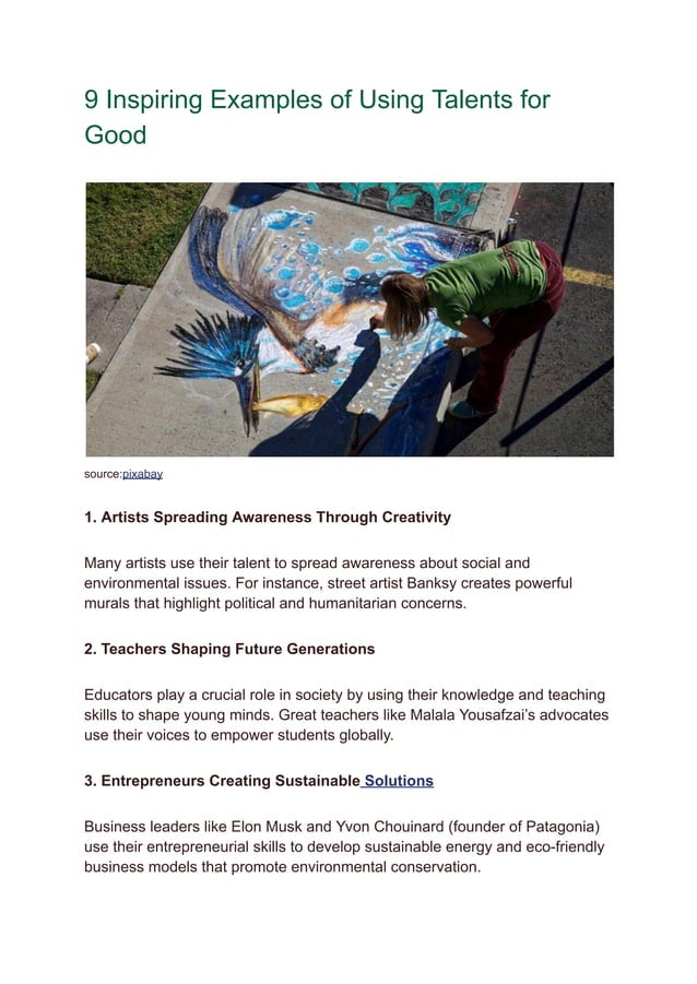 9 Inspiring Examples of Using Talents for Good | PDF